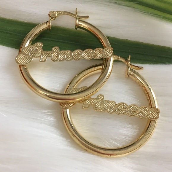 14K Brazilian Gold Filled | Jewelry | Princess Round Hoop Earrings In ...